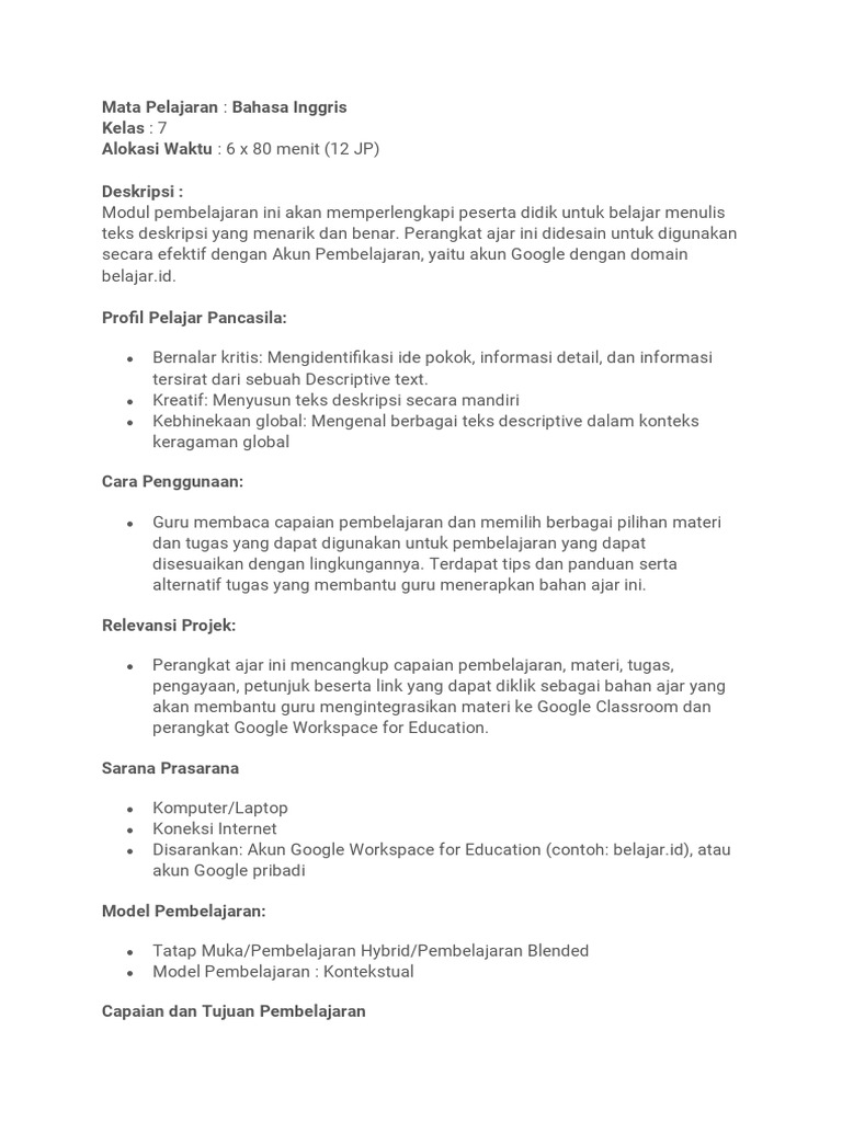 RPP Kurmer Descriptive Text | PDF