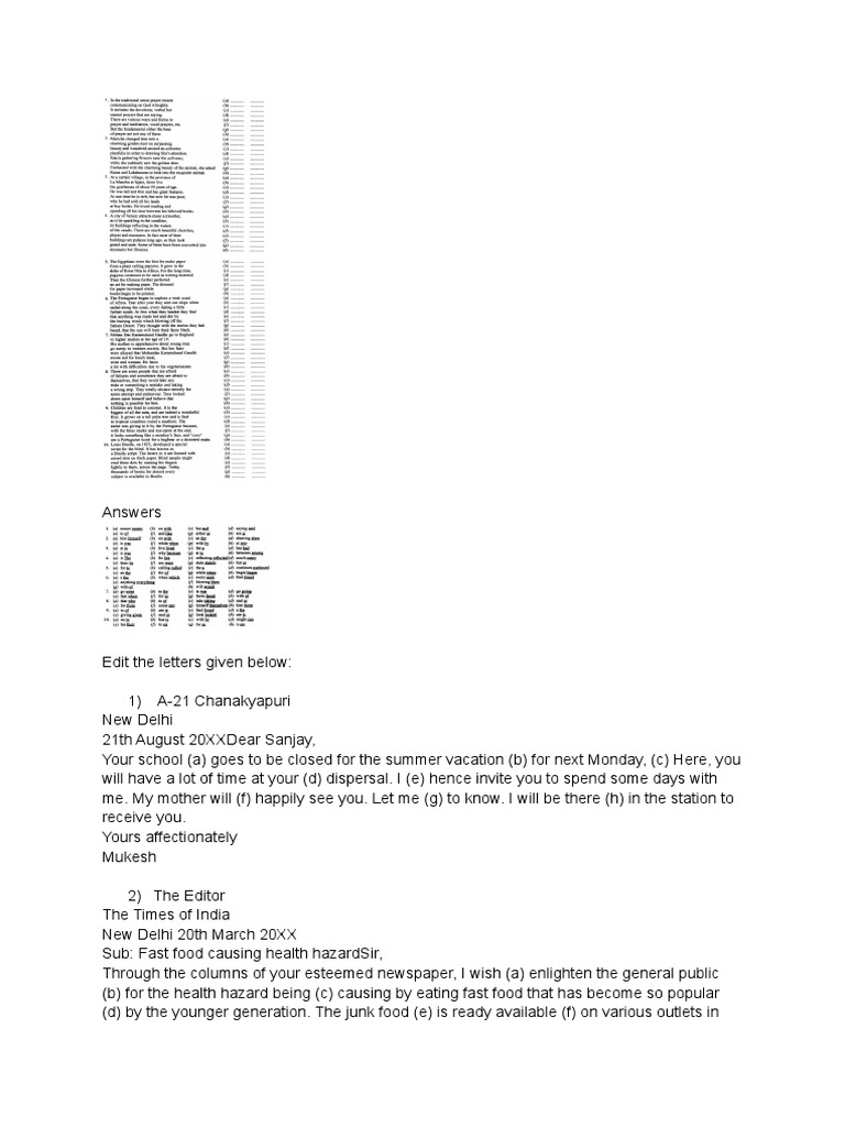 Edit The Passage (Practise Exercises) | PDF