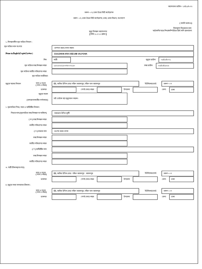 Mother Death Application | PDF