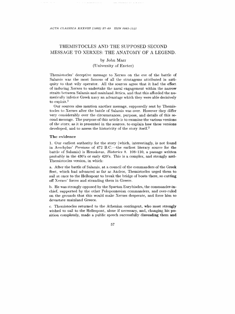 Themistocles and The Supposed Second Message To Xerxes - The Anatomy of ...