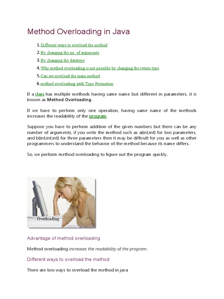 Method Overloading in Java | Download Free PDF | Method (Computer ... Method Overloading in Java | Download Free PDF | Method (Computer ...