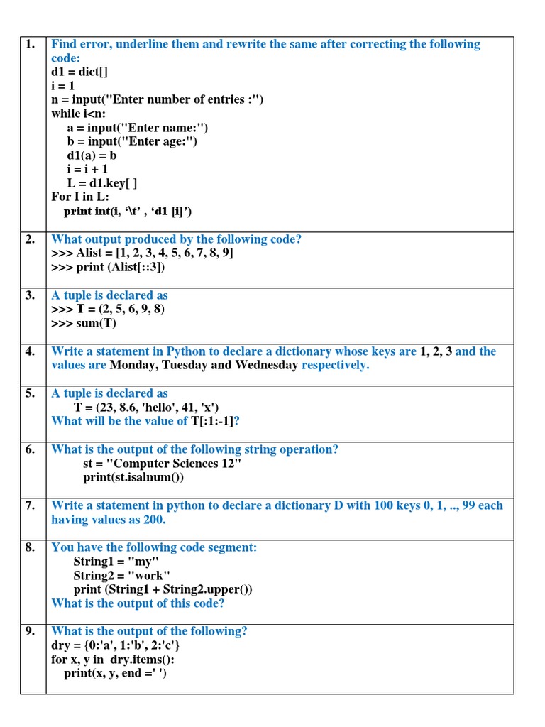 Practice Paper 2 | PDF | Python (Programming Language) | Subroutine