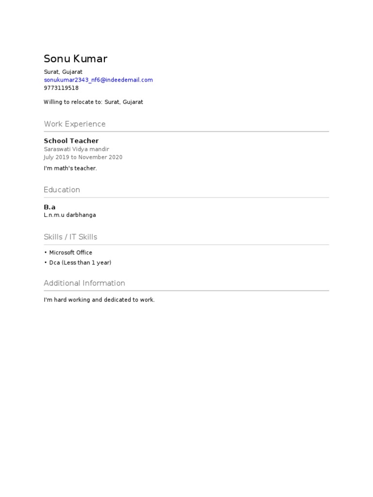 Resumes On U Kumar | PDF | Career & Growth