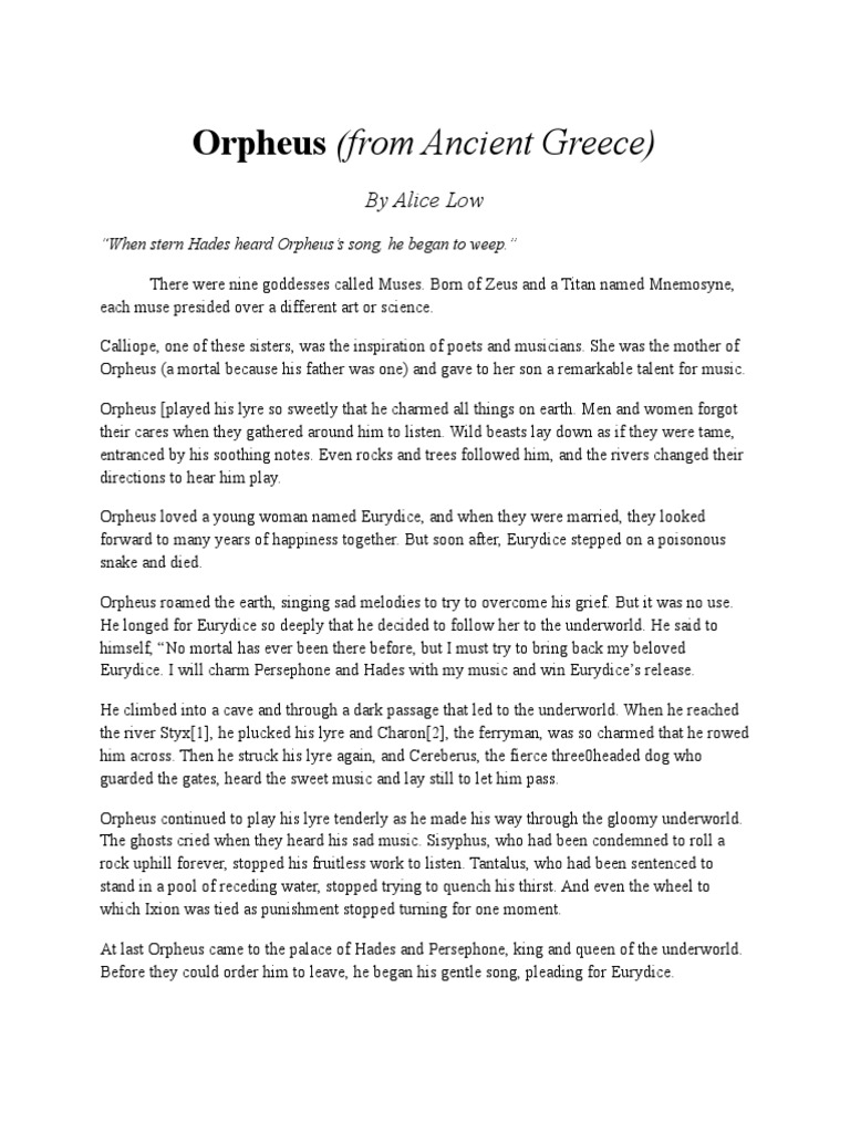 Orpheus's Tragic Love and Quest to Reclaim Eurydice From the Underworld ...