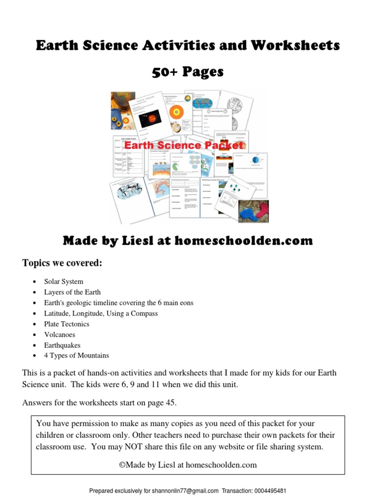 Earth Science Packet | PDF | Volcano | Plate Tectonics