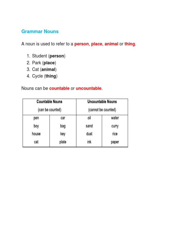 Nota Grammar Nouns | PDF