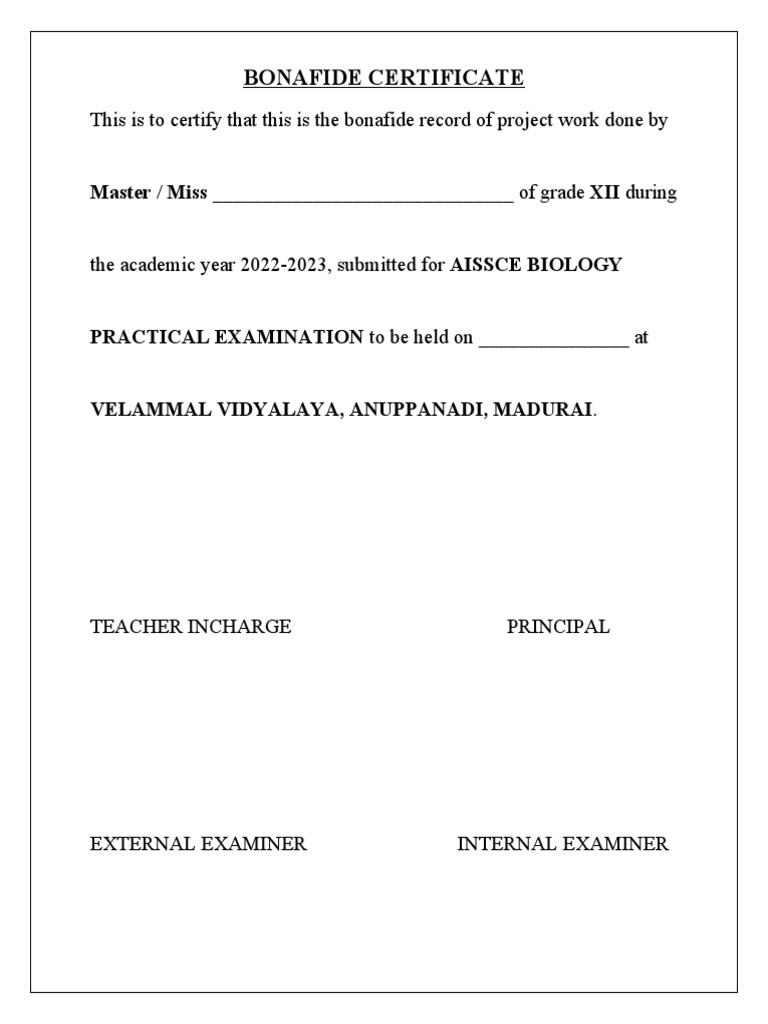 Bonafide Certificate | PDF
