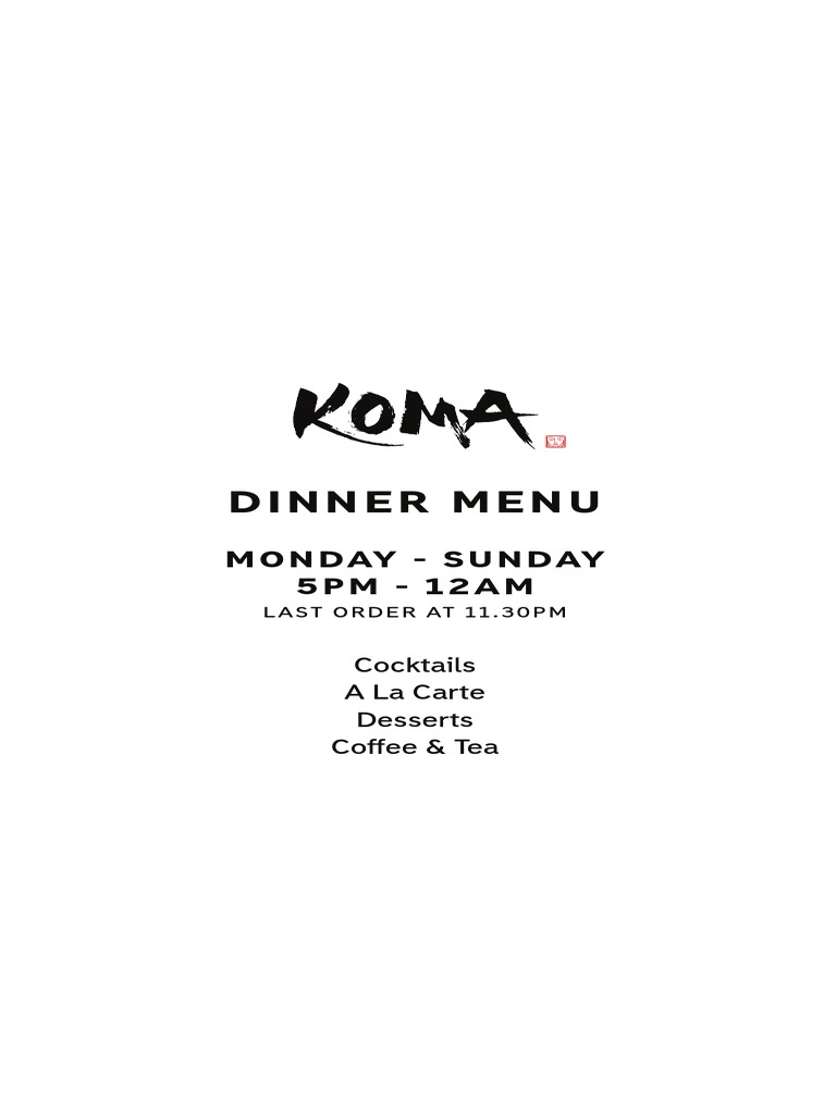 Koma Menu Food | PDF | Sushi | Foods