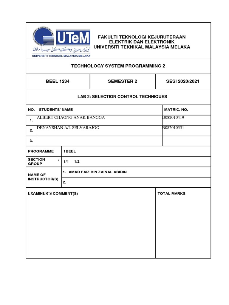Beel 1234 Lab 2 - Selection Control Techniques New | PDF | Area | Length
