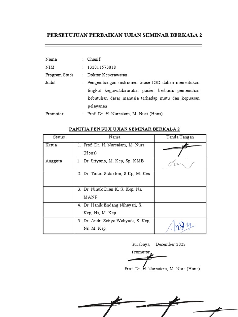Pengesahan Berita Acara Revisi Ujian Sember 2 | PDF