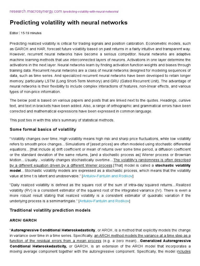 Predicting Volatility With Neural Networks Pdf Artificial Neural 5752