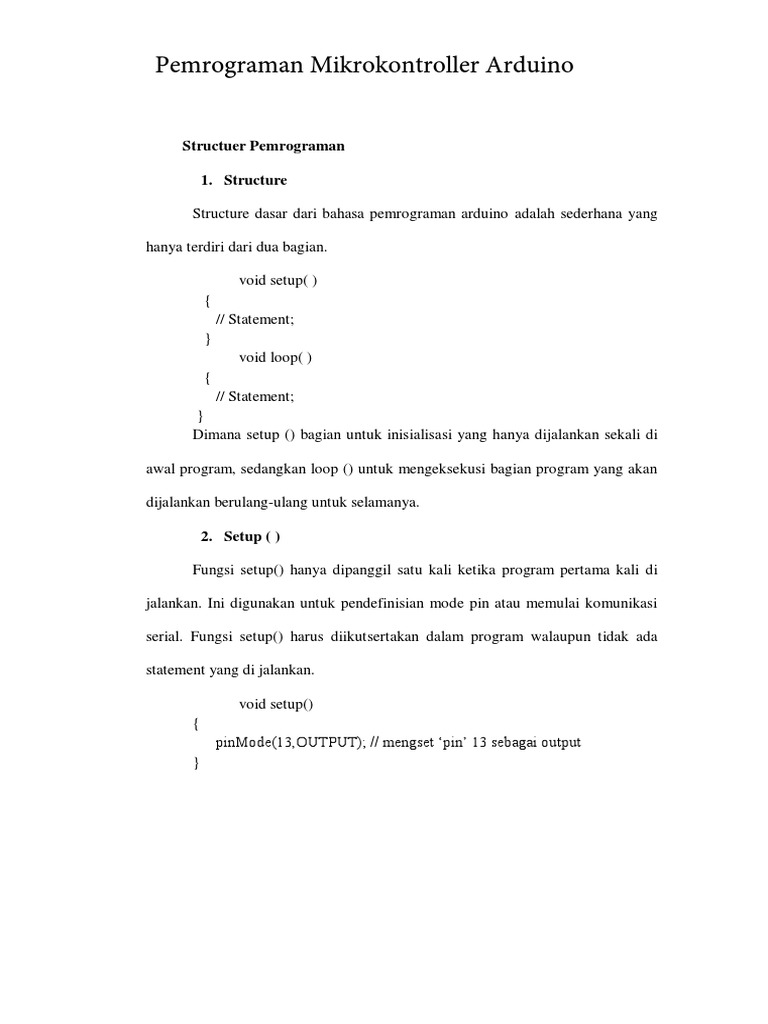 Pemrograman Dasar Arduino | PDF