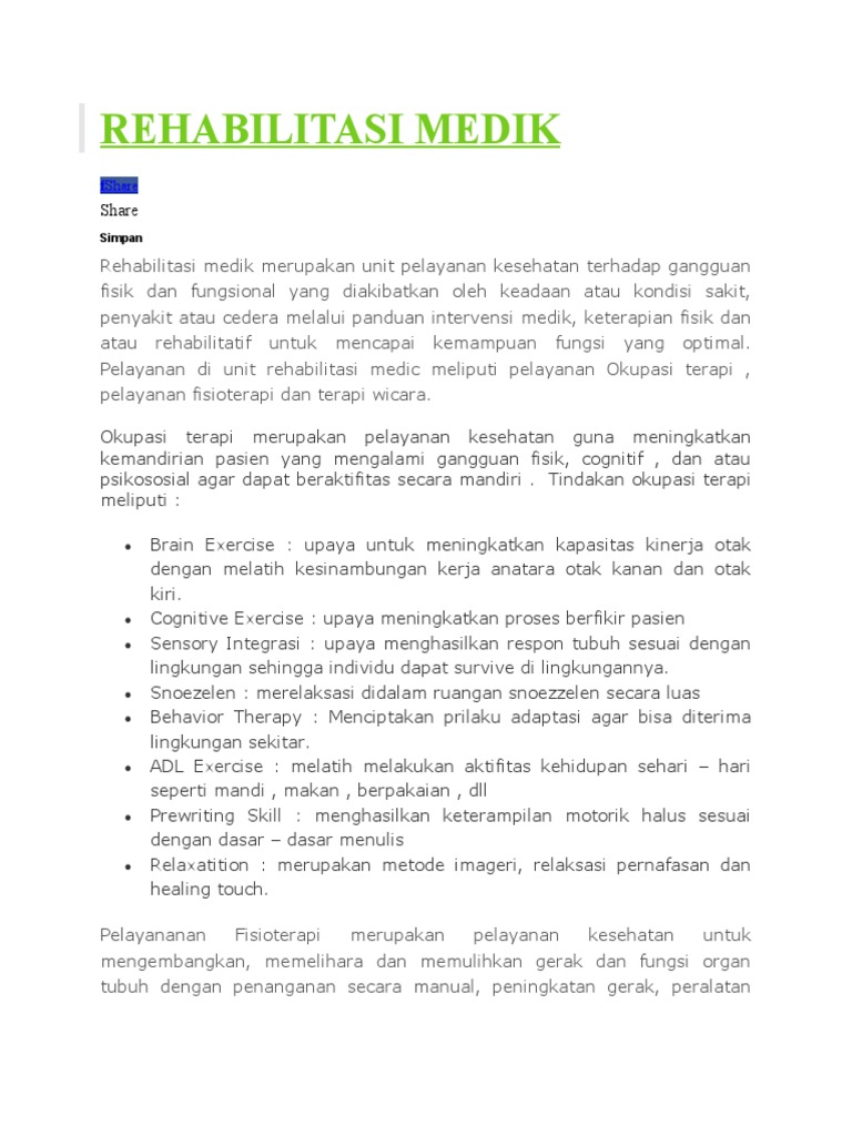 Rehabilitasi Medik | PDF