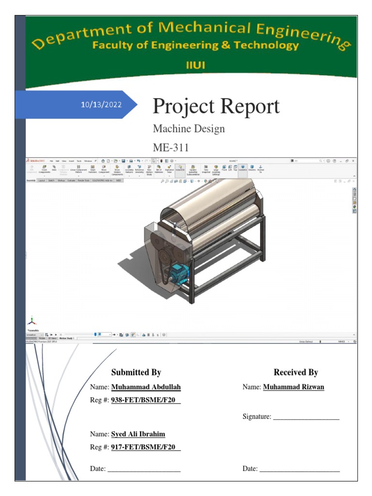 Machine Design Project Report | PDF | Torque | Belt (Mechanical)