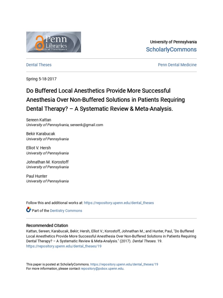Do Buffered Local Anesthetics Provide More Successful Anesthesia | PDF ...