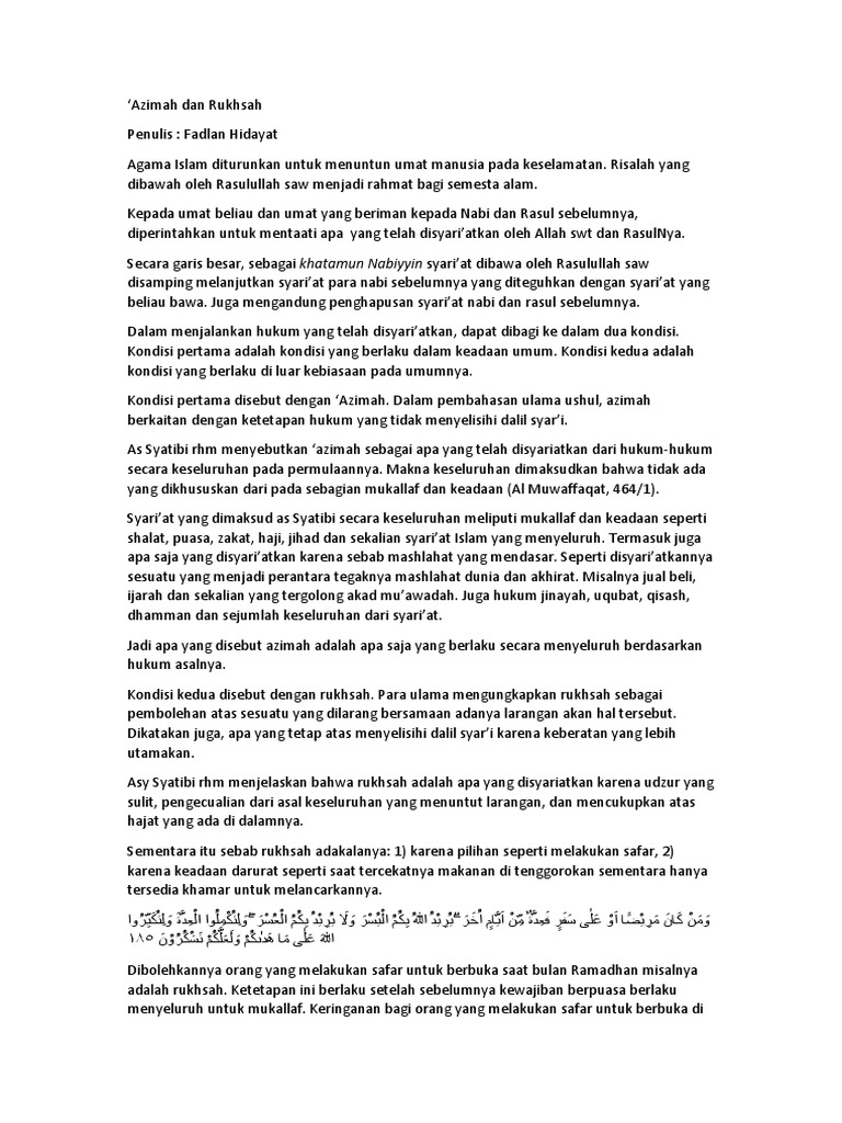 Arti dan Hukum Azimah dalam Islam | PDF