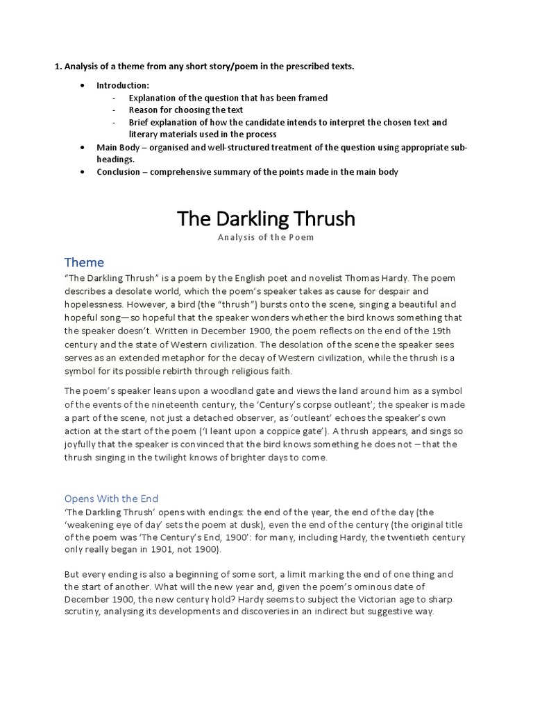 English Lit Darkling Thrush | PDF | Poetry