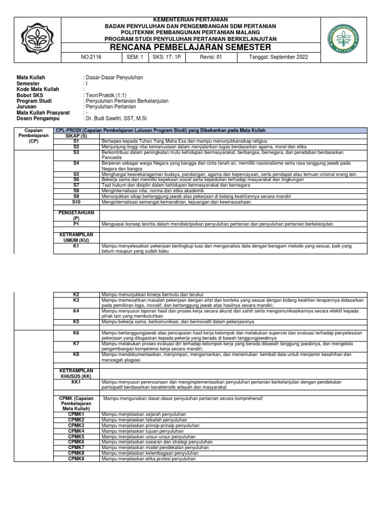 RPS Dasar Penyuluhan PPB | PDF