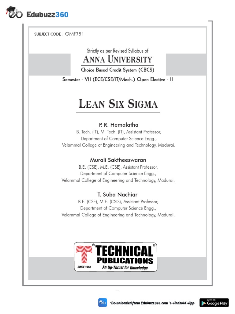 OMF751 - Lean Six Sigma | PDF | Six Sigma | Lean Manufacturing