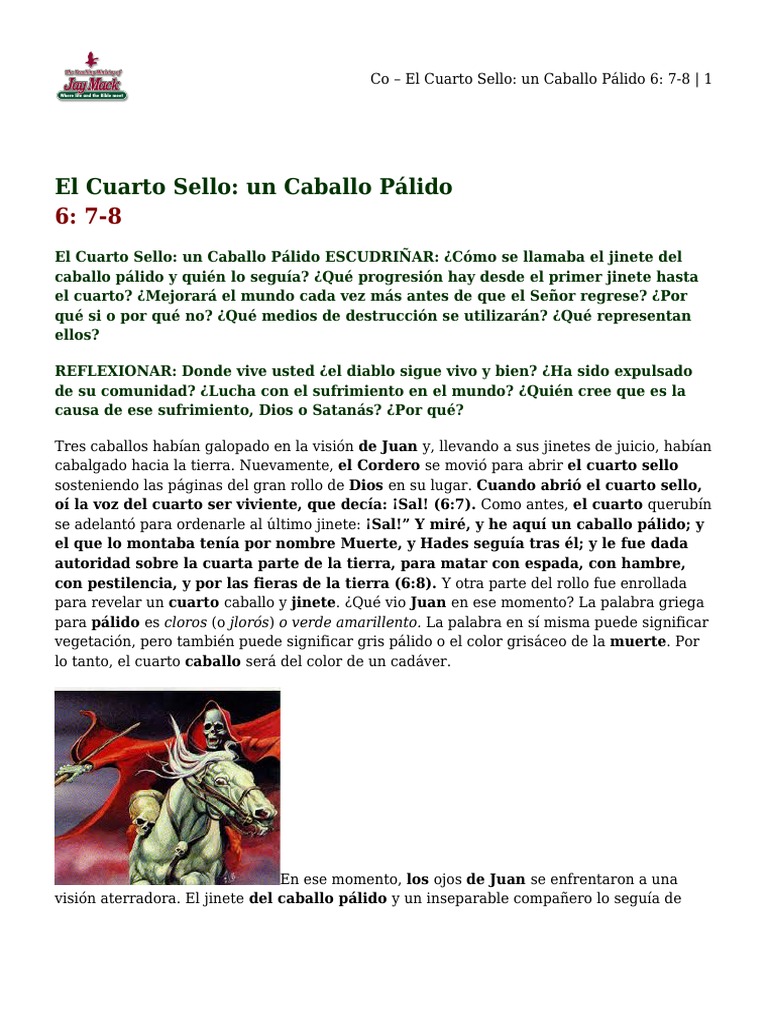 El Cuarto Sello - Un Caballo Pálido | PDF | Hambruna | infierno