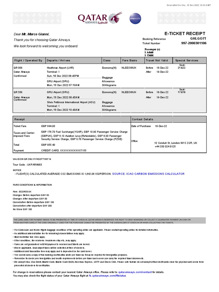 Qatar Airways - Marco | PDF | Payments | Debit Card