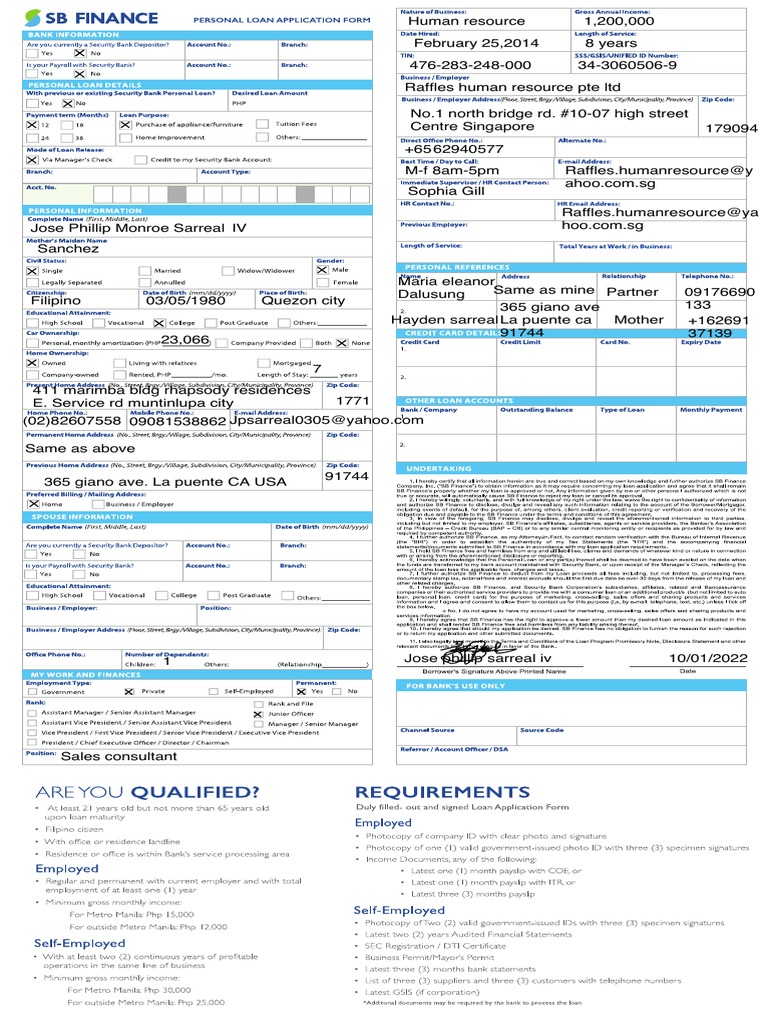 Security Bank Editable Form 2 | PDF