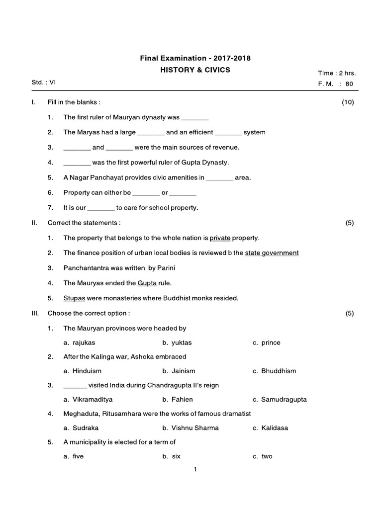 Icse Class 6 History and Civics 2018 | PDF