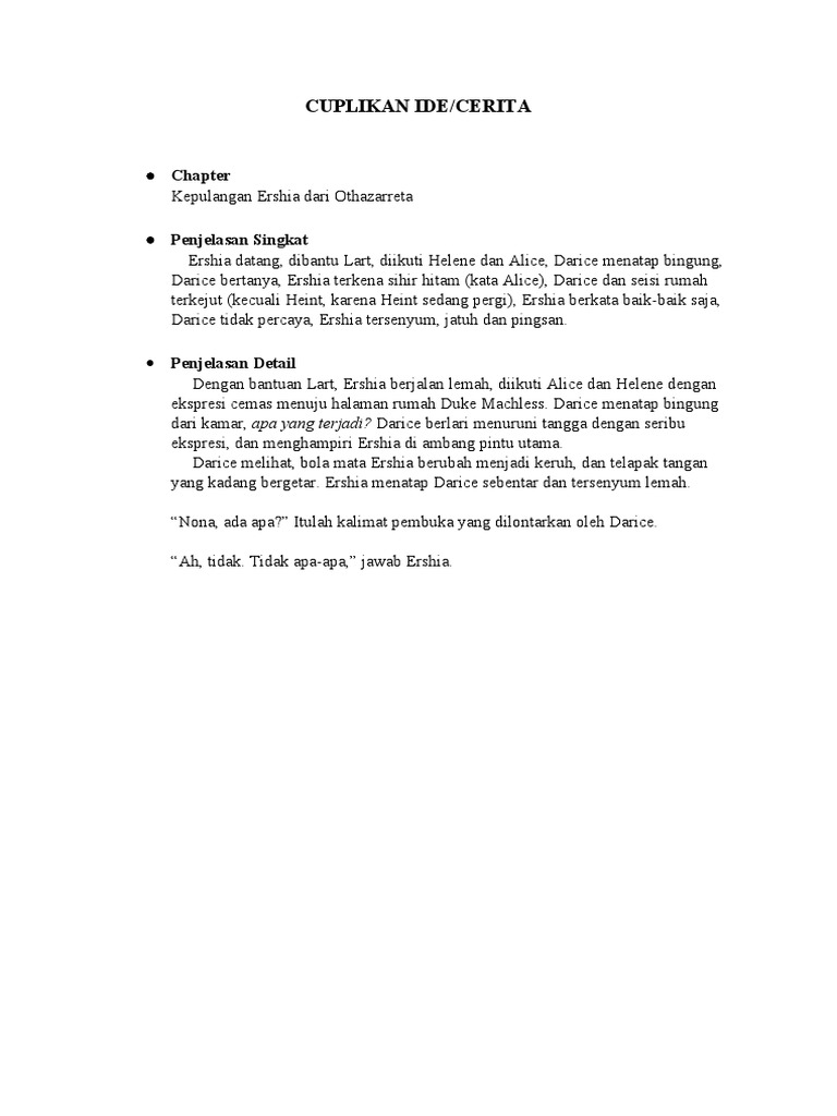 Cuplikan Ide Cerita | PDF