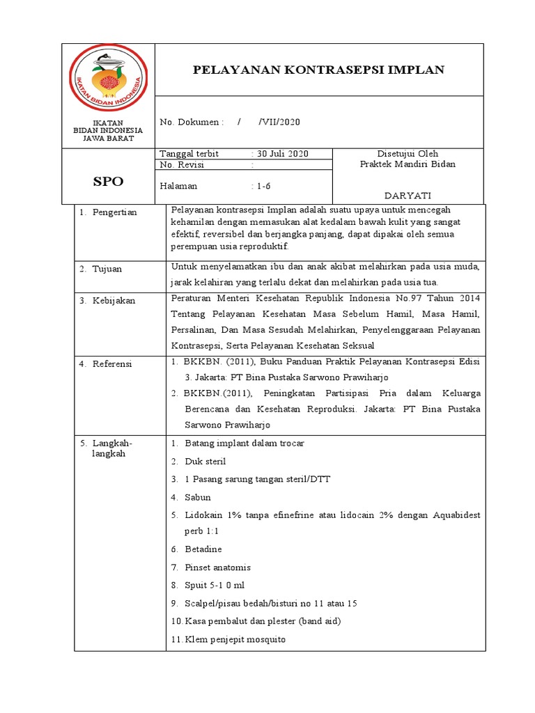 Sop Pemasangan Implan | PDF