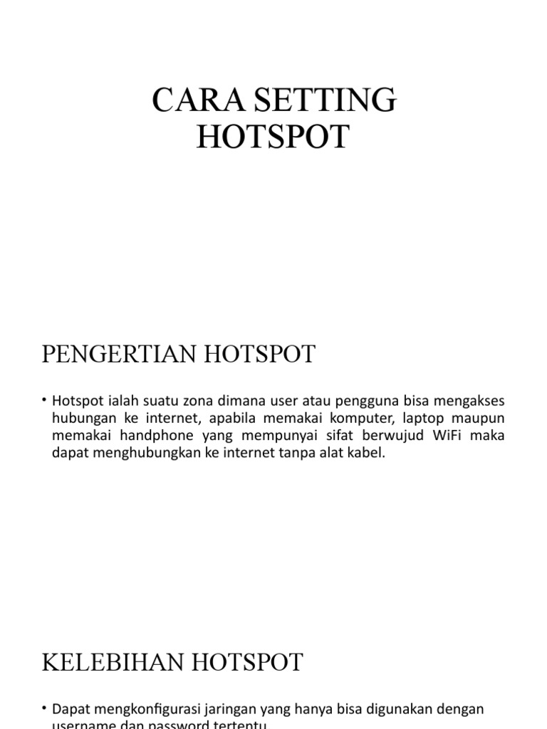 Cara Setting Hotspot | PDF
