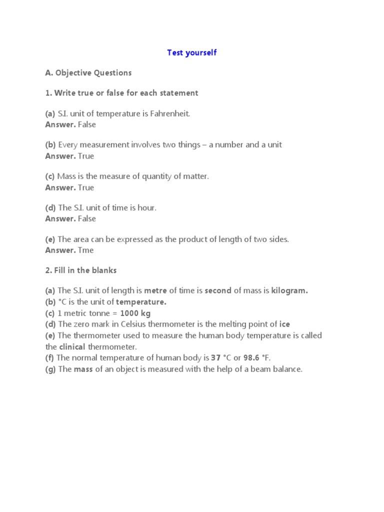 EXERCISE Physics | PDF | Temperature | Thermometer