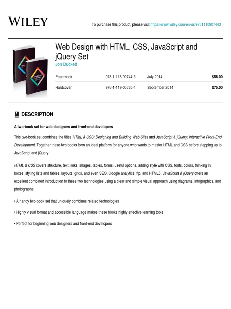 Web Design With HTML, CSS, Javascript and Jquery Set: Description | PDF ...