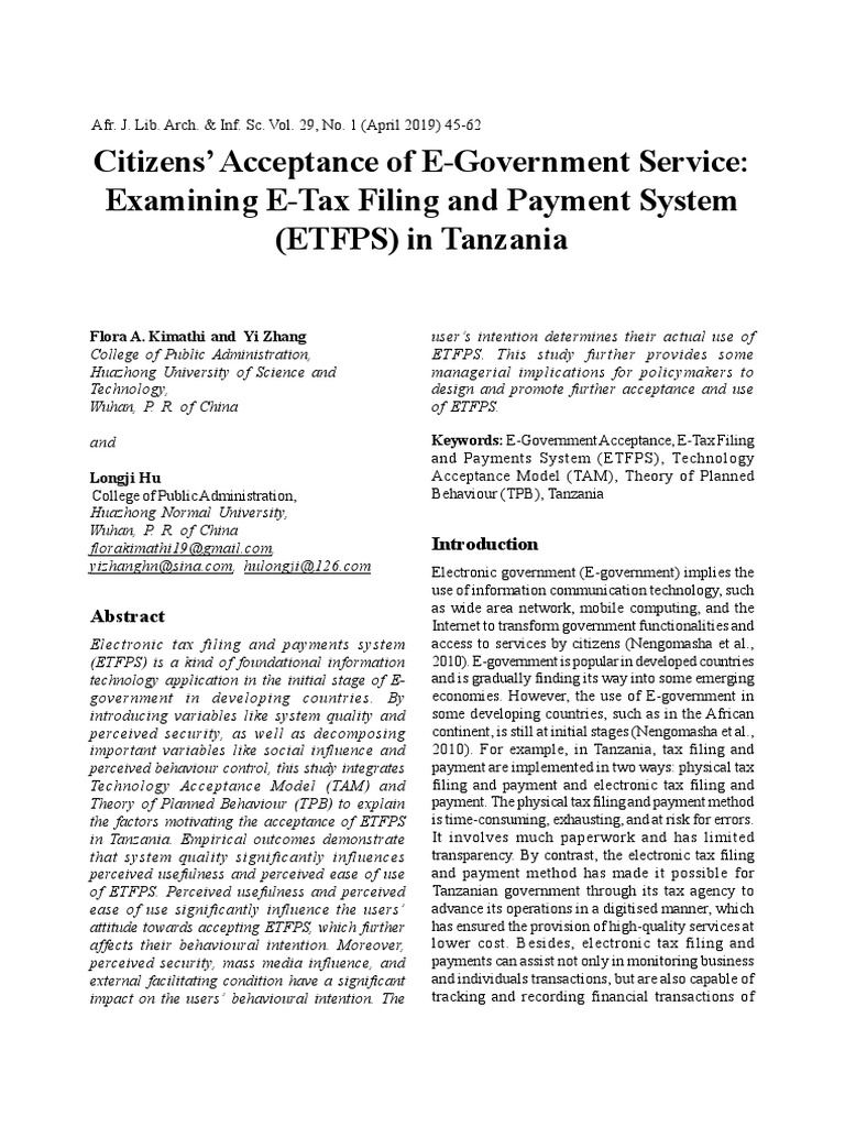 Examining E-Tax Filing and Payment System | PDF | Survey Methodology ...