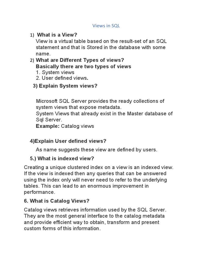 Views in SQL | PDF | Microsoft Sql Server | Databases