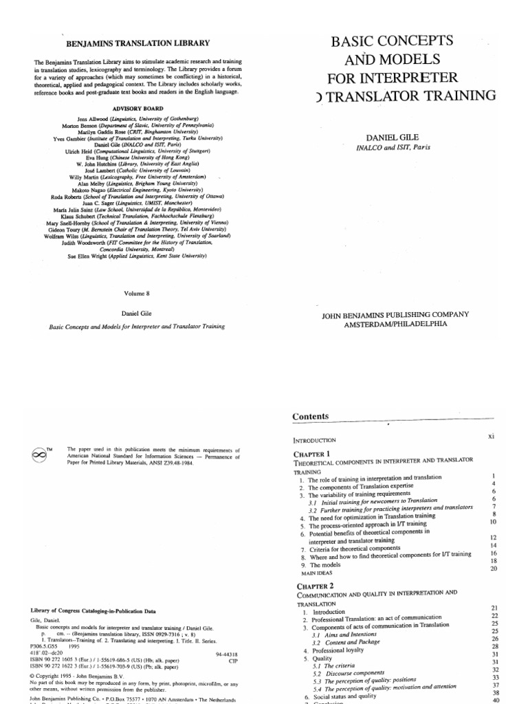 Basic Concepts and Models for Interpreter and Translator Training (1) | PDF
