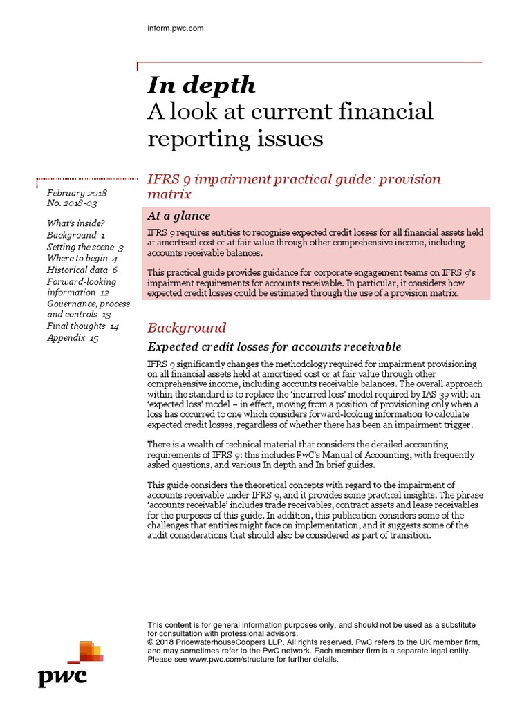 IFRS 9 - Impairment - Provision Matrix - Practical Guide | PDF | Fair ...