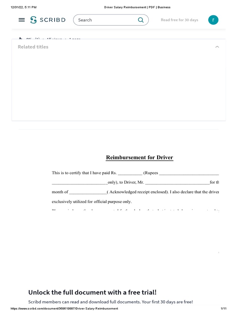 Driver Salary Reimbursement - PDF - Business | PDF | Scribd