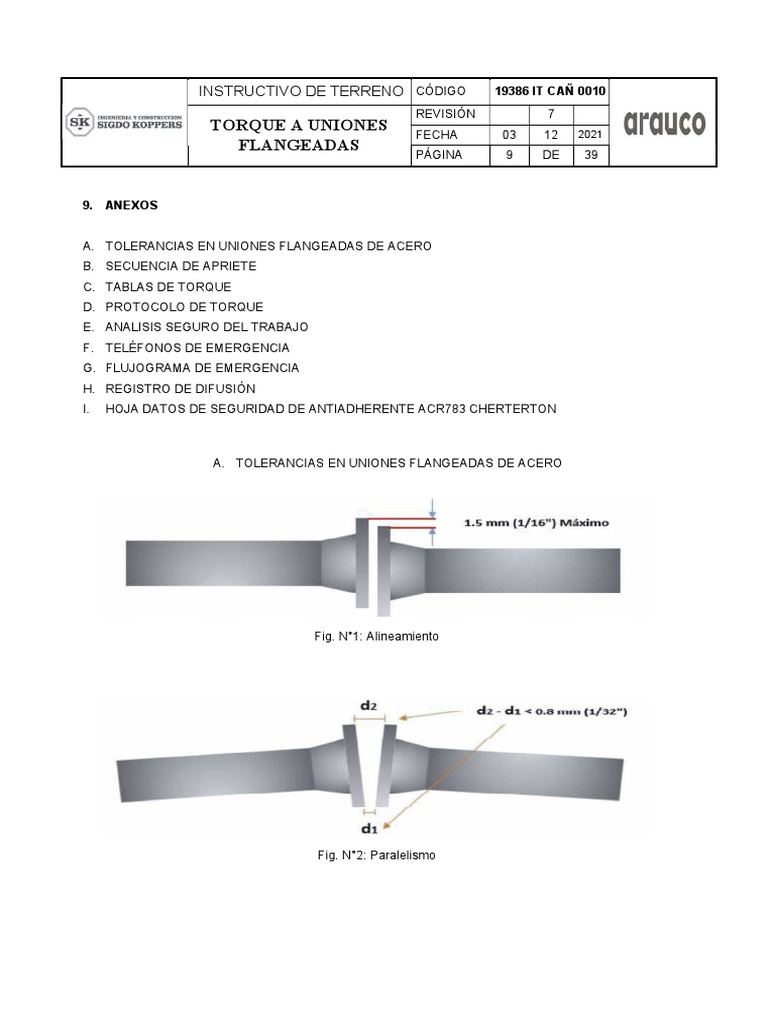 Tablas de Torque para Uniones Flangeadas | PDF