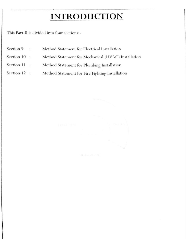 Method Statement of The Electro-Mechanical | PDF