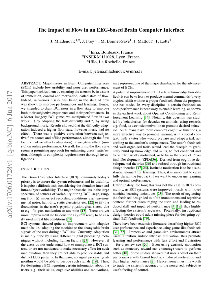 The Impact of Flow in An EEG-based Brain Computer Interface | PDF ...