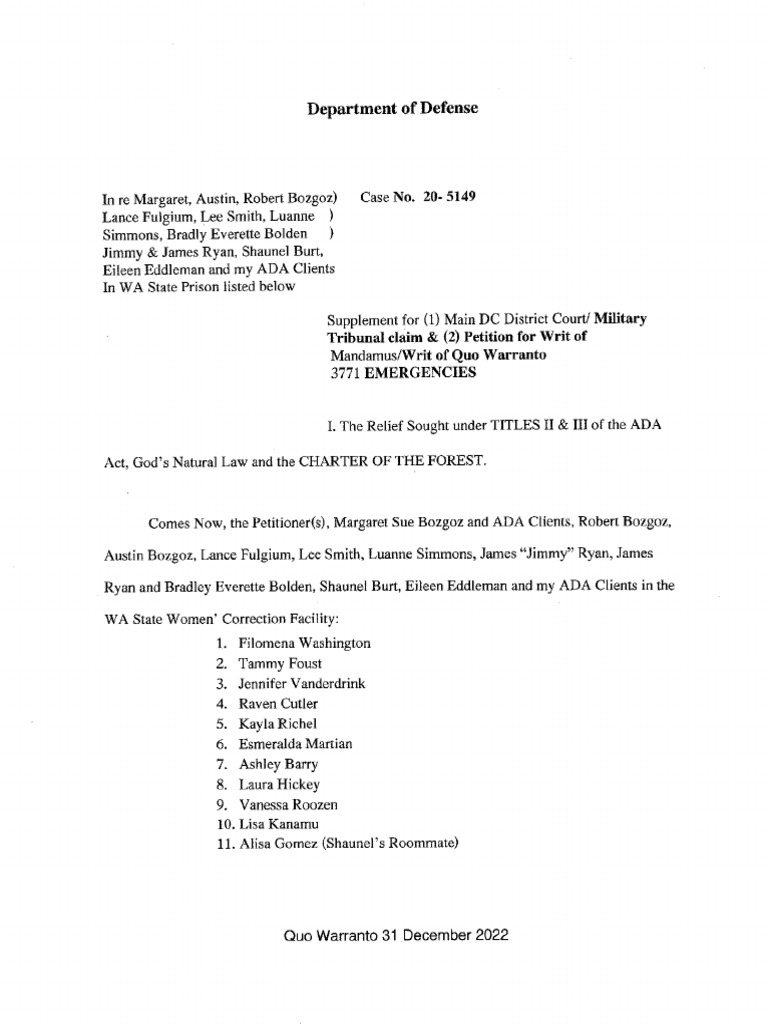 Updated QUO Warranto Added Cheryl Strange For Illegally Retaliating ...