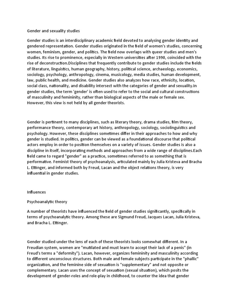 Gender and Sexuality Essay | PDF | Gender Studies | Feminism