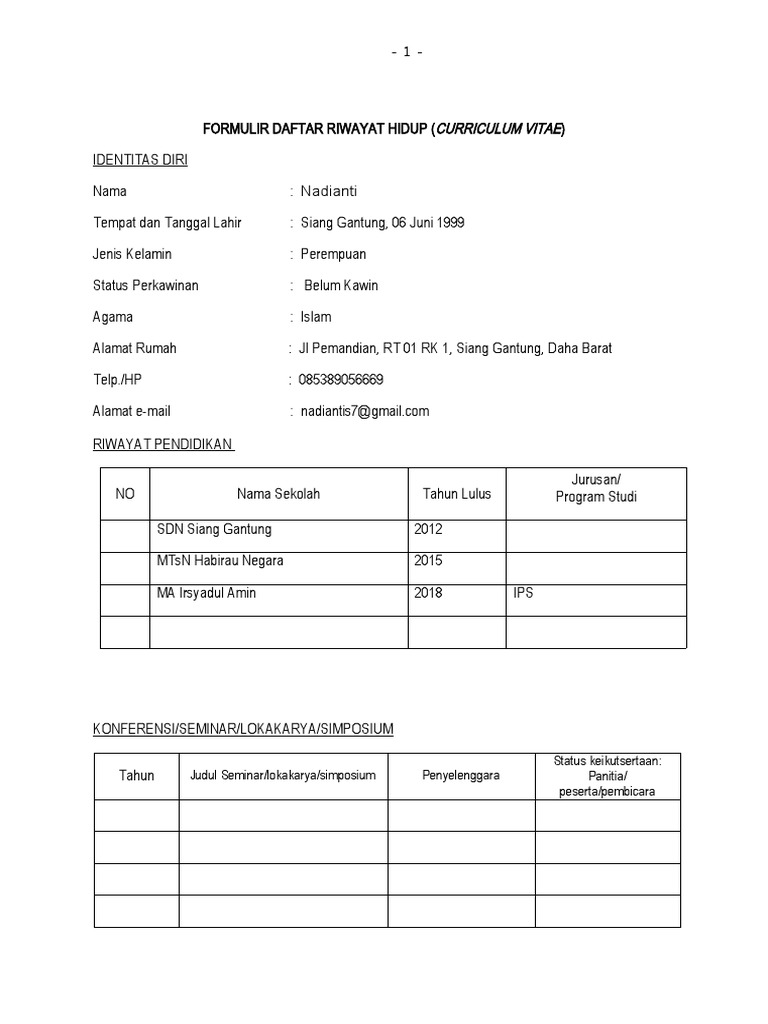 Formulir Daftar Riwayat Hidup Pemohon | PDF Formulir Daftar Riwayat Hidup Pemohon | PDF