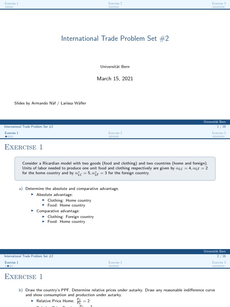 Problem Set 2 Handout | PDF | Comparative Advantage | Labour Economics