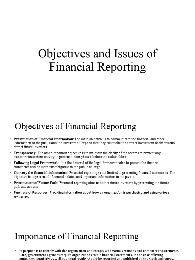 Objectives of Financial Reporting-1 | PDF | Financial Statement | Audit