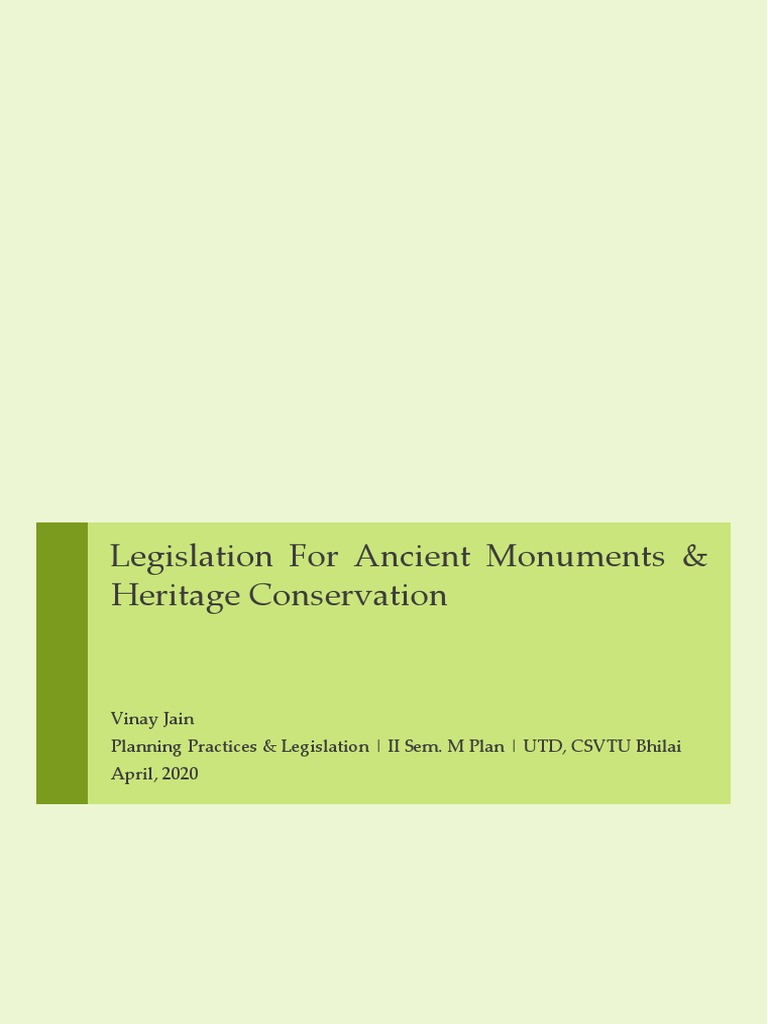 ARTICLE - Legislation For Ancient Monuments and Heritage Conservation | PDF | Cultural Heritage ...