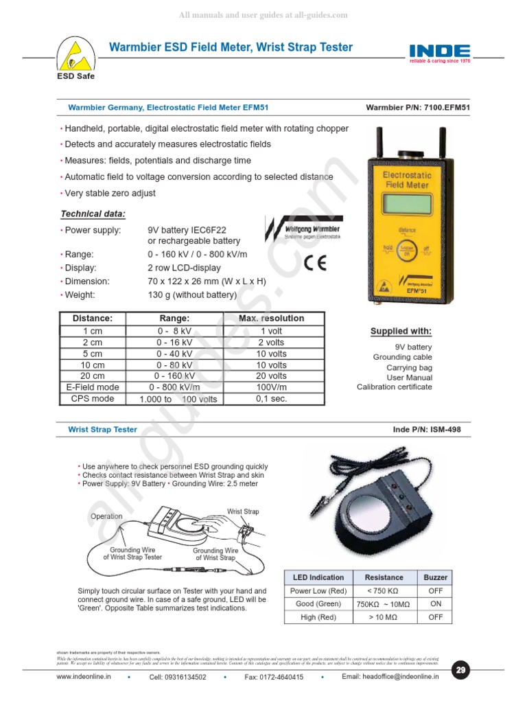 Electrostatic Field Meter User Manual | PDF | Rechargeable Battery | Electromagnetism