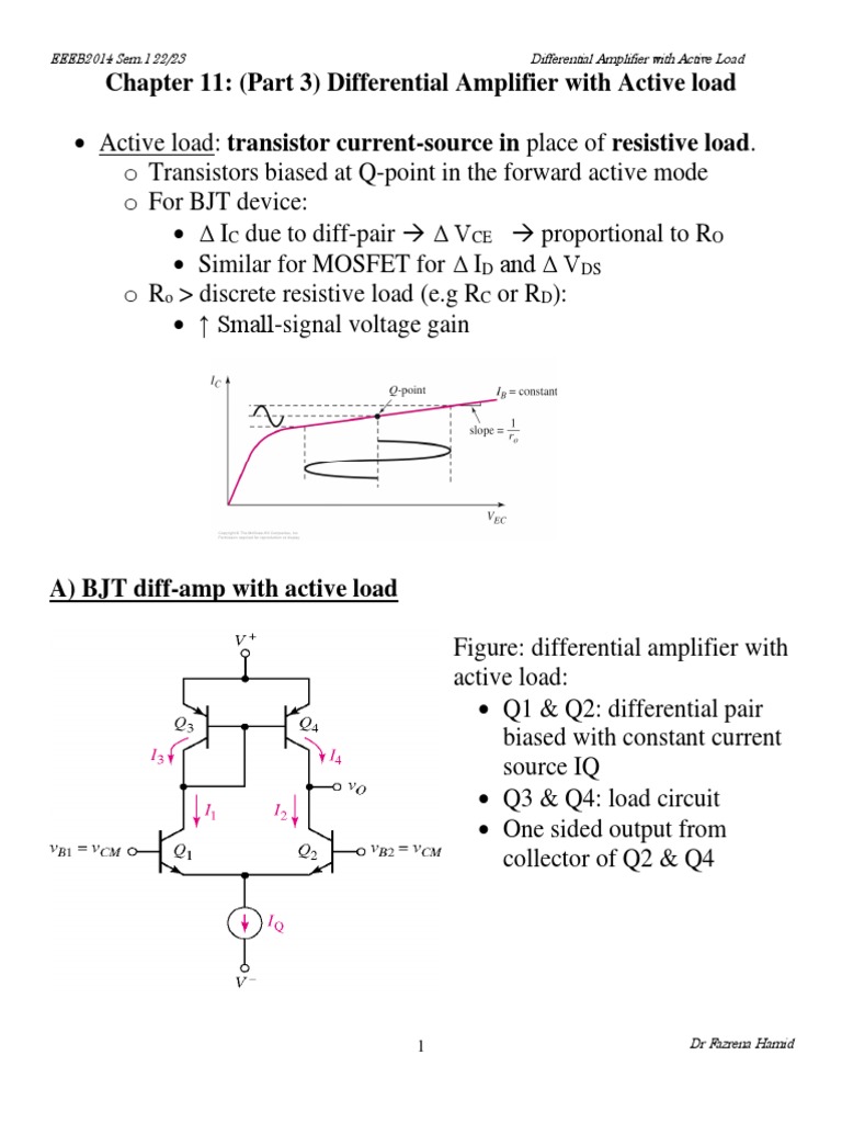 Chapter 11 Part 3 Differential Amplifier With Active Load | Download Free PDF | Amplifier ...