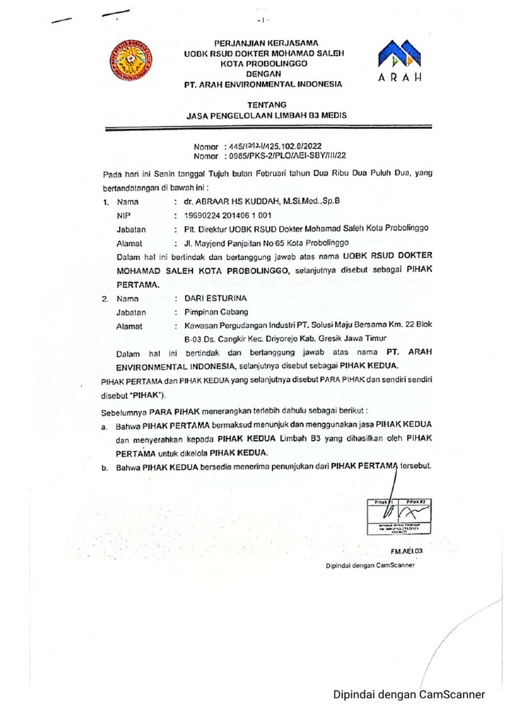 Mou Jasa Pengelolaan Limbah B3 Medis Pdf