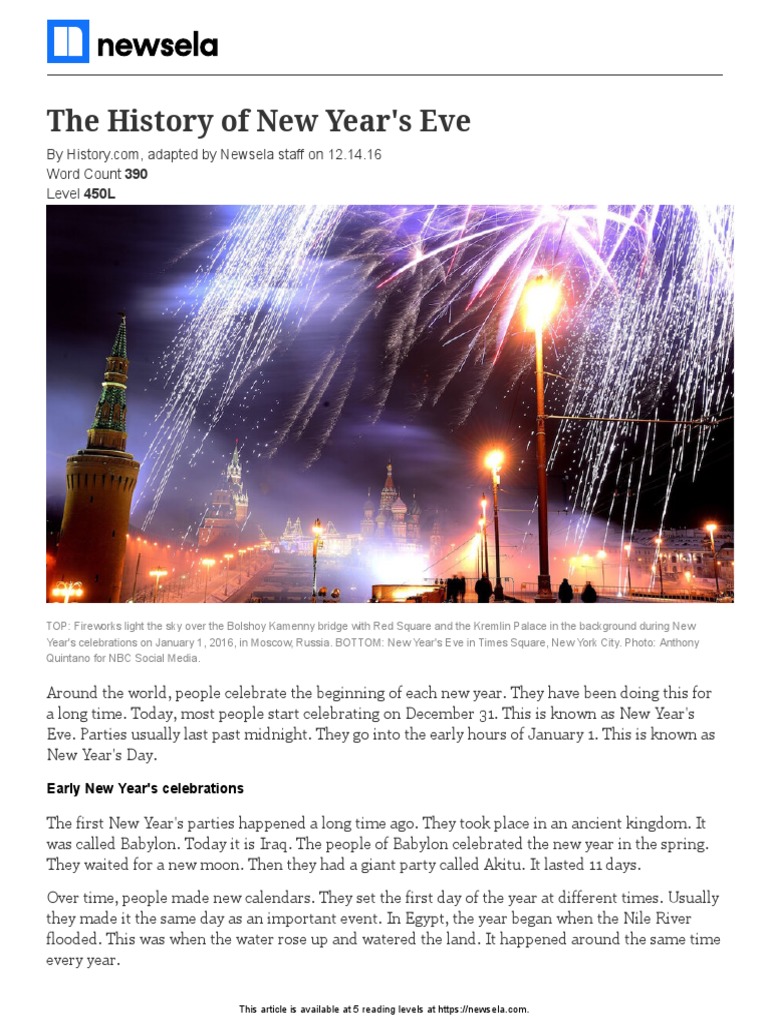 History of New Year's Eve (On-Level) | PDF | Observances | Traditions
